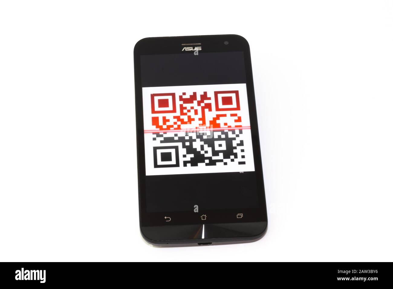 Kouvola, Finland - 23 January 2020: QR code on the screen of smartphone ...