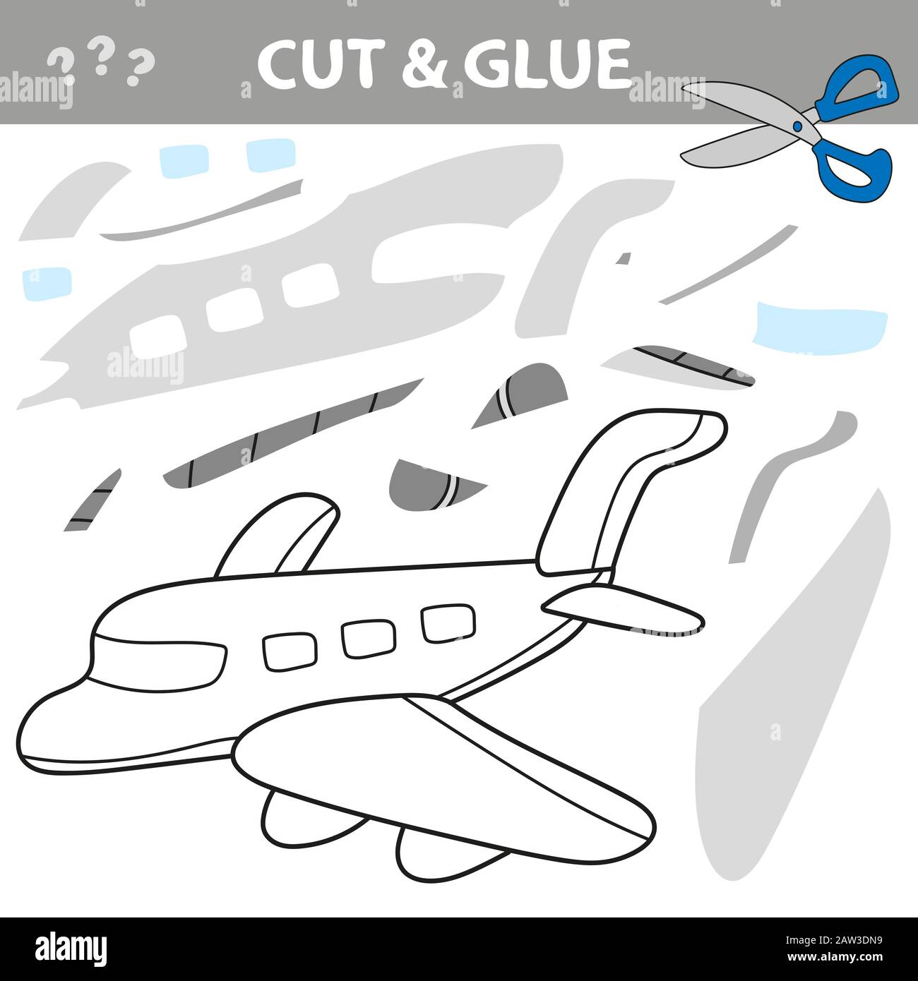 Cut and glue to create image of airplane - air transport. Educational ...