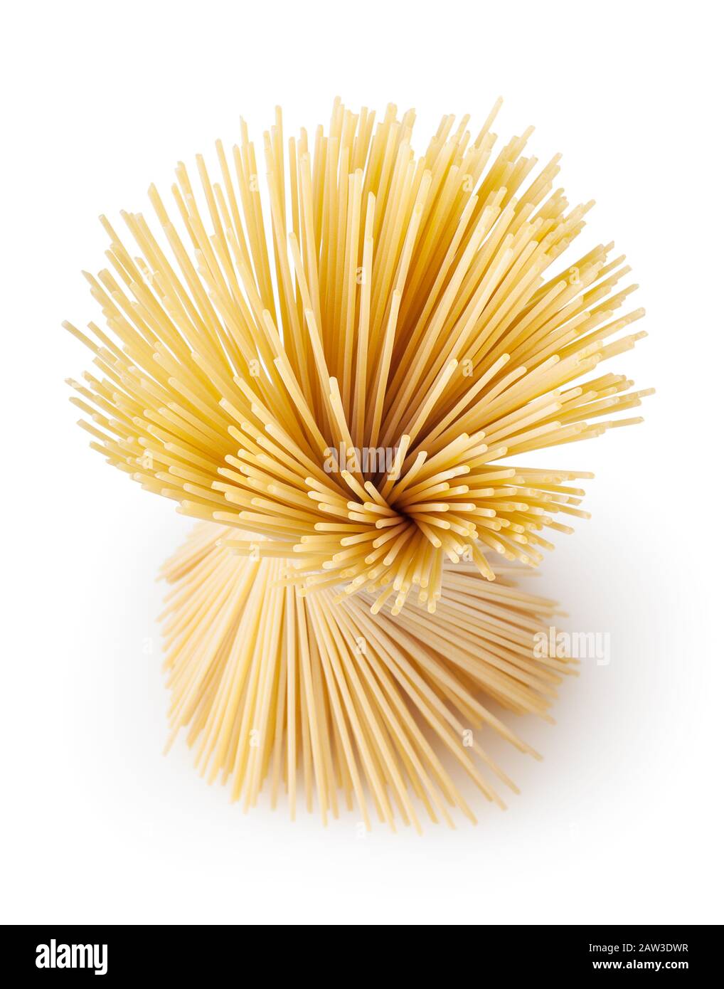 Uncooked dried spaghetti pasta isolated on white background with ...