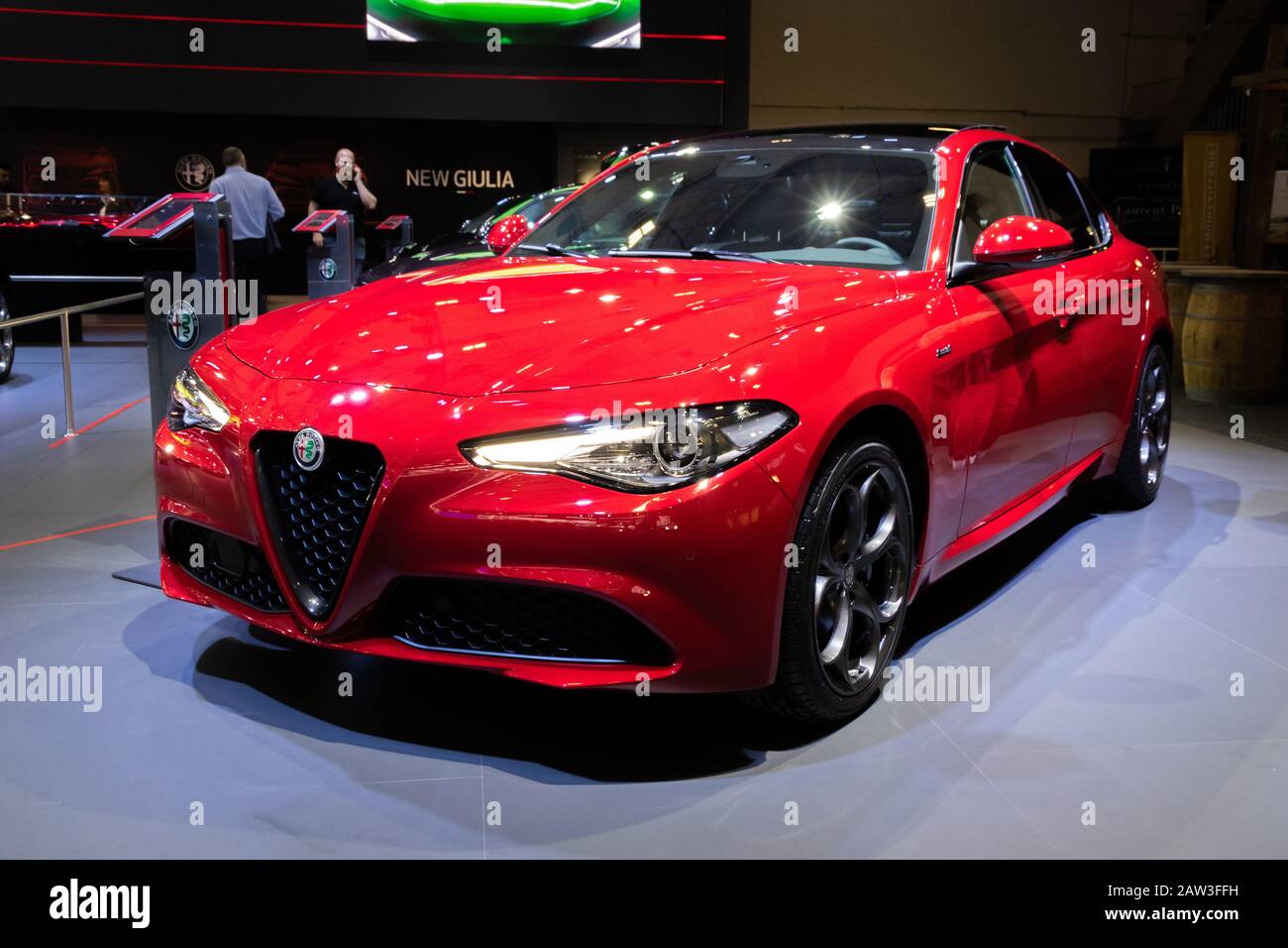 BRUSSELS - JAN 9, 2020: Alfa Romeo Giulia sports car model showcased at ...