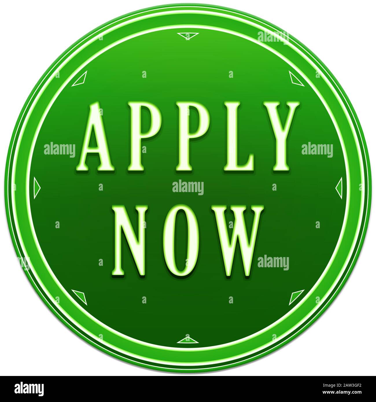 Apply now green button with arrows on a white background Stock Photo ...