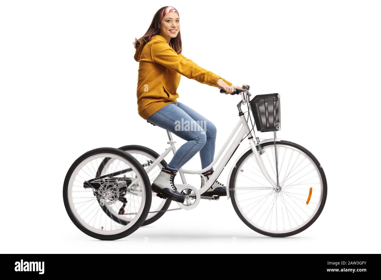 Happy cute girl riding tricycle hi-res stock photography and images - Alamy