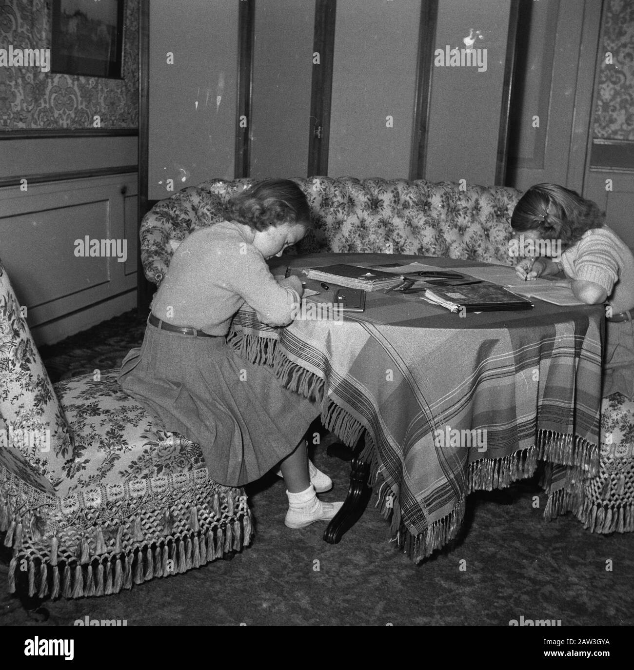 Princess Beatrix and Renee Roell? doing homework Date: 1940-1945 ...