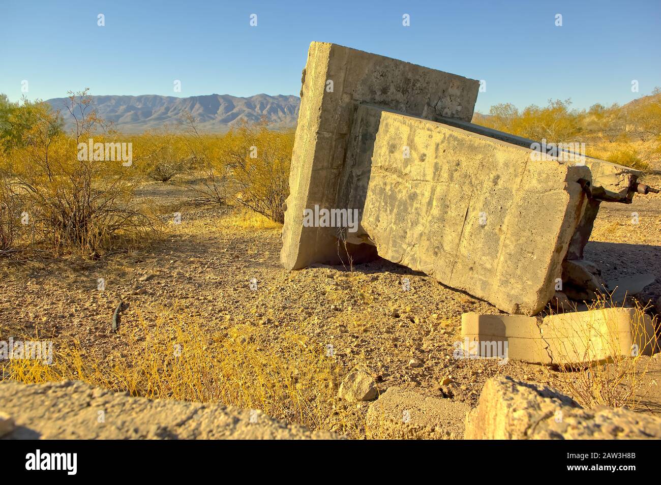 The broken concrete remnants of the Ambrosia Mine located just south of ...