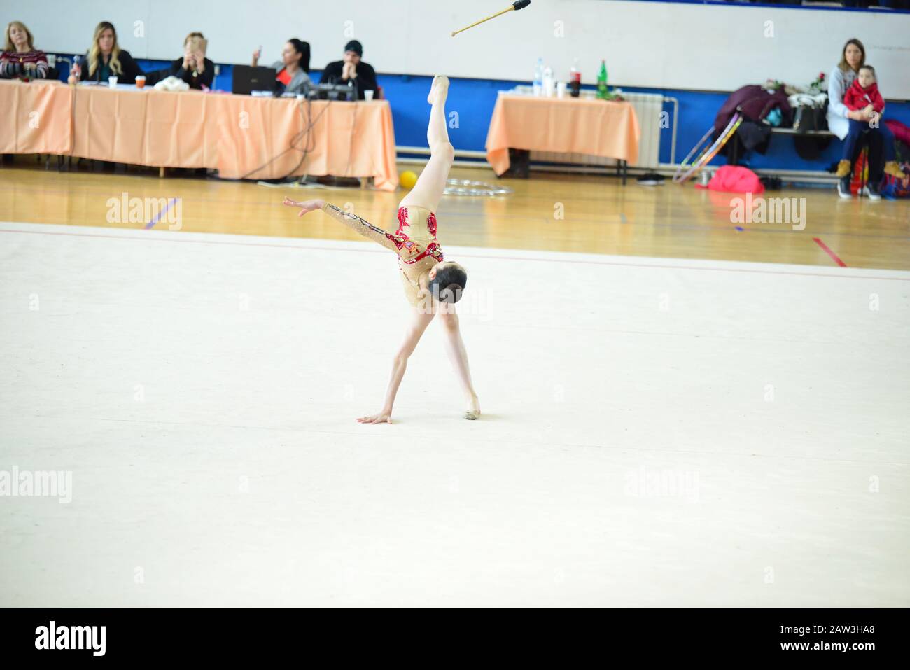 Girl doing rhythmic gymnastics Stock Photo - Alamy