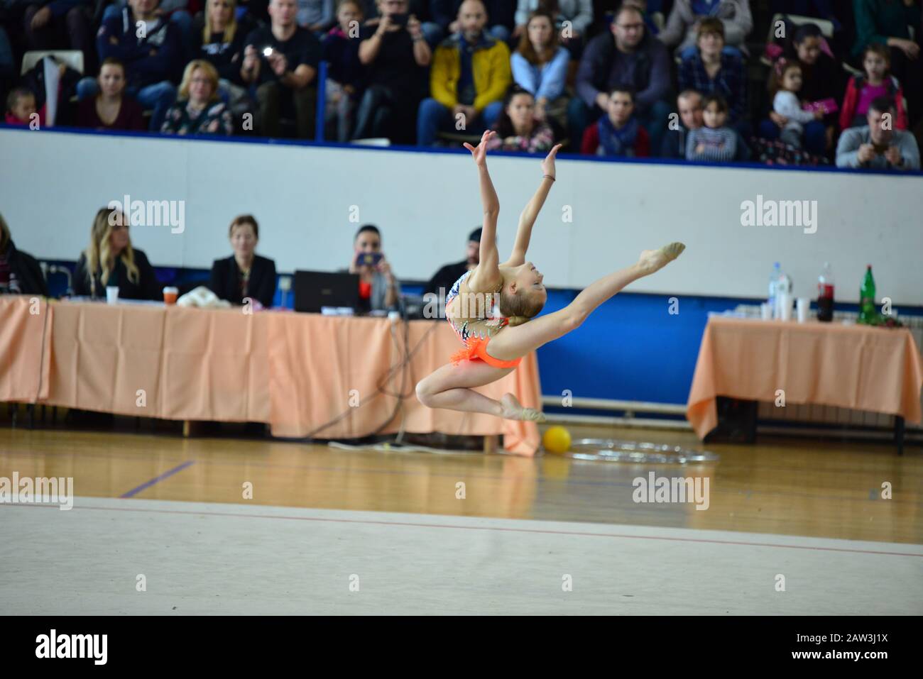 Girl doing rhythmic gymnastics Stock Photo - Alamy