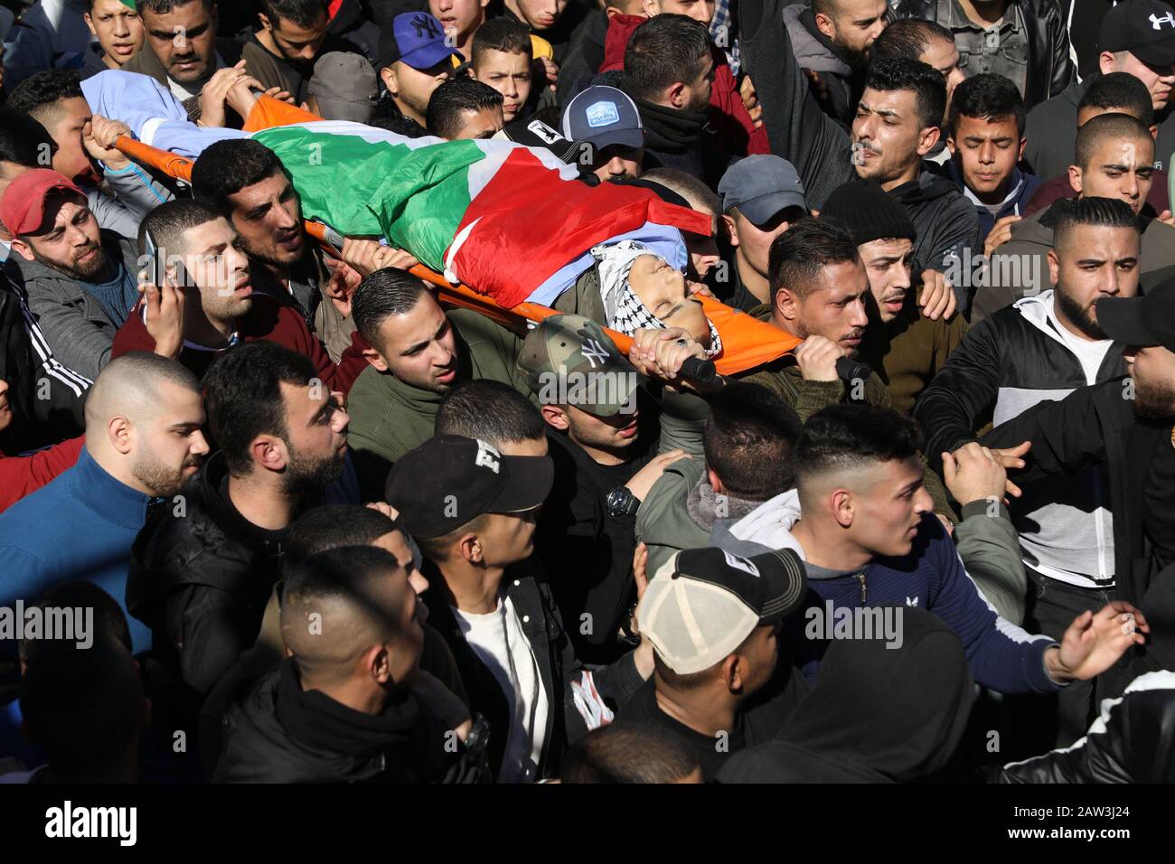 West Bank, Palestine. 06 February 2020. Palestinian Yazan Abu Tabikh ...