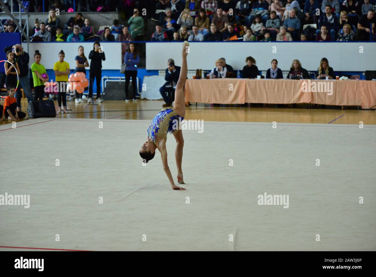 Girl doing rhythmic gymnastics Stock Photo - Alamy