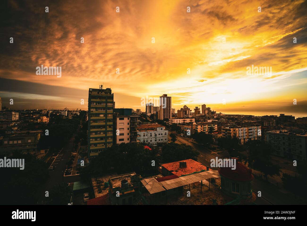 Vedado, Havana, Cuba during sunset from apartment Stock Photo - Alamy