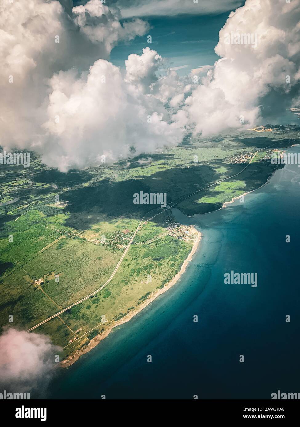 Cuba from the airplane flying overhead Stock Photo - Alamy
