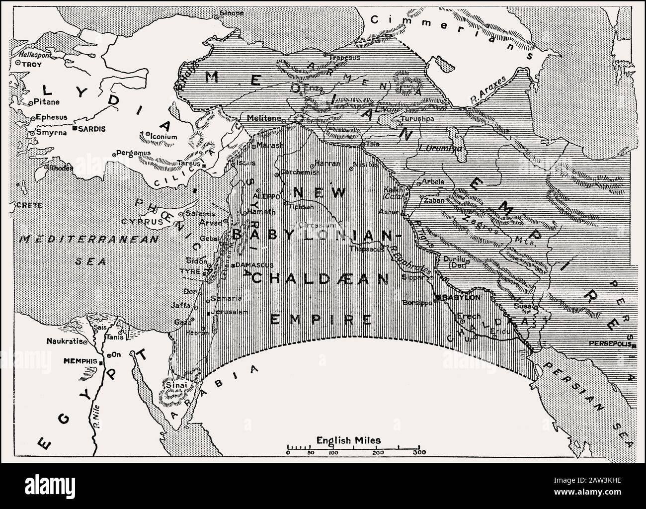 Map of the Empires after the fall of Assyria, 600 BC until 400 BC Stock Photo - Alamy