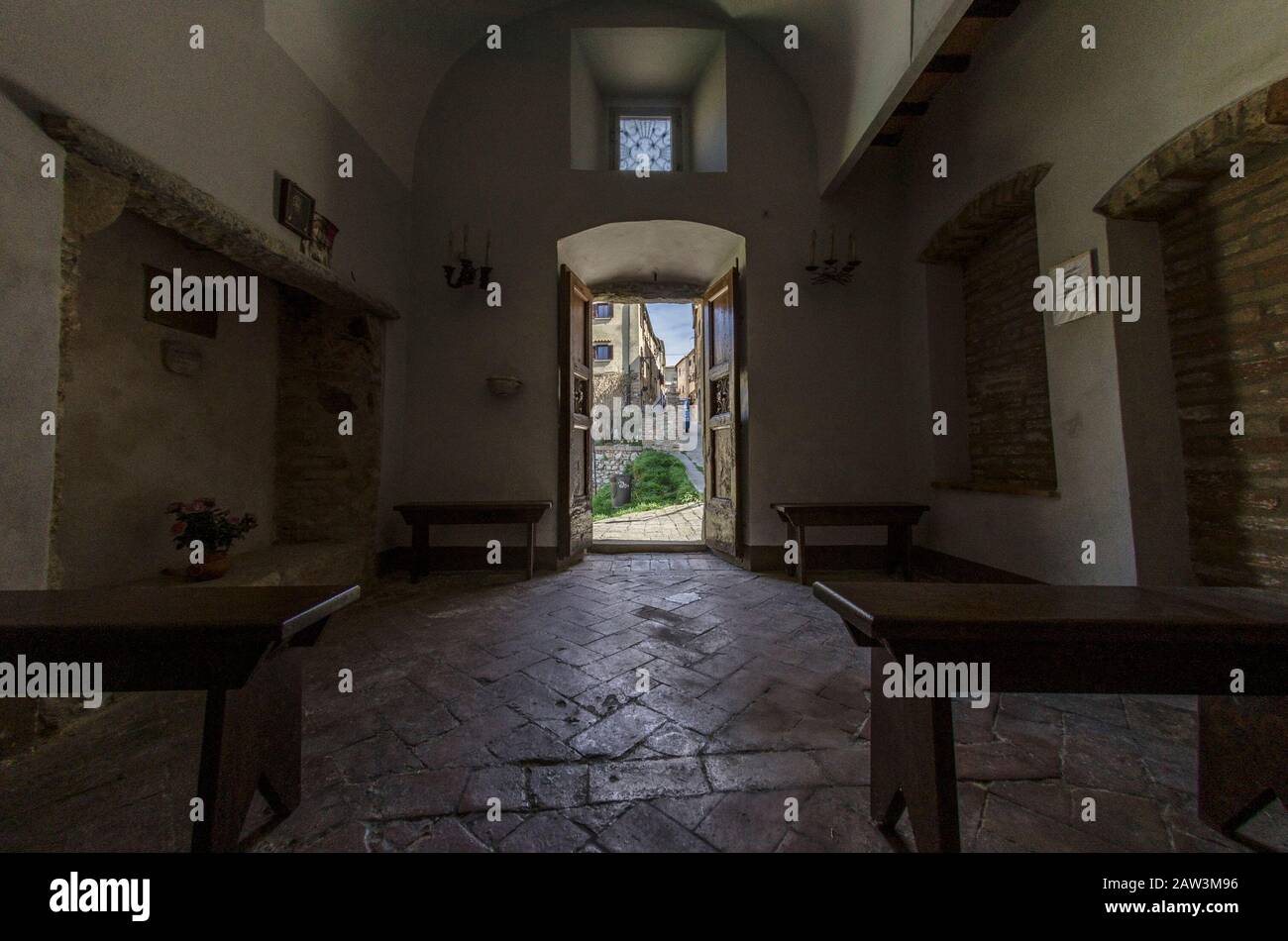 View from inside an ancient church in Tuscany Stock Photo - Alamy