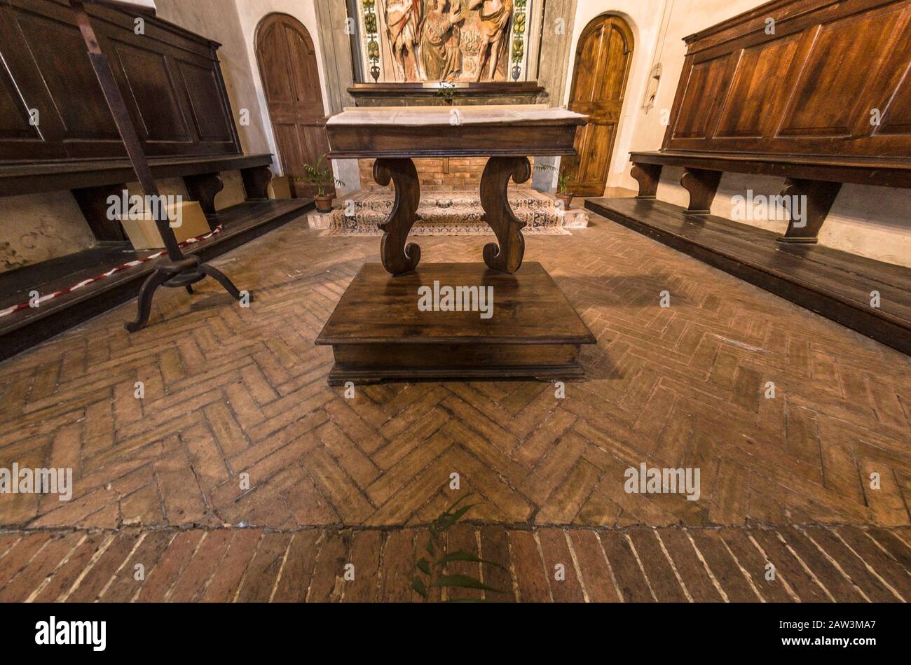 View from inside an ancient church in Tuscany Stock Photo - Alamy