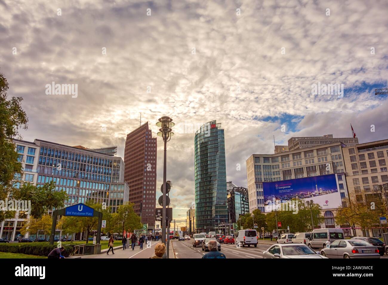 Berlin, Germany - October 28, 2013: Potsdamer Platz square with Sony ...