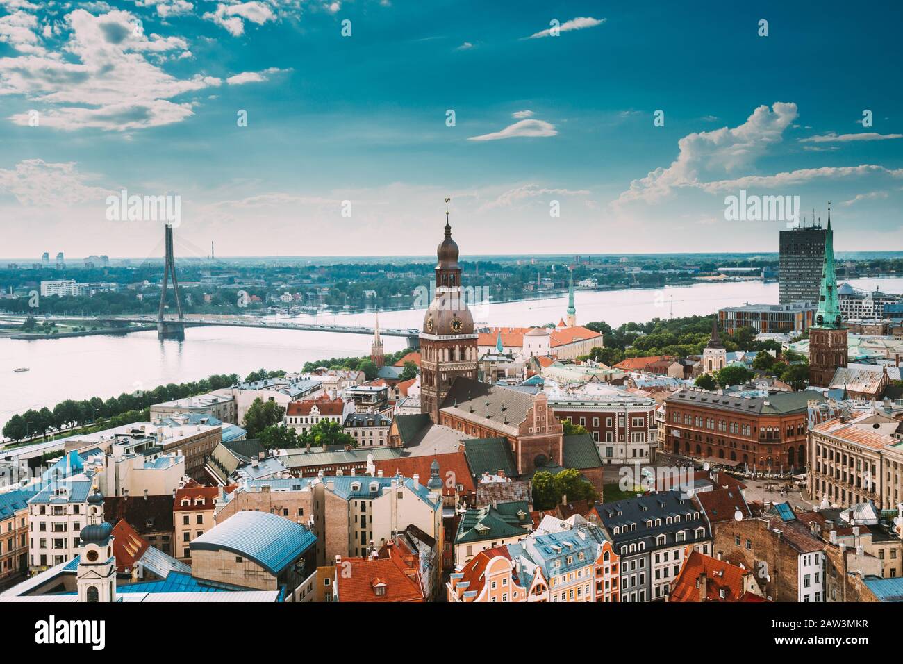 Riga, Latvia. Riga Cityscape Slyline In Sunny Summer Day. Famous ...