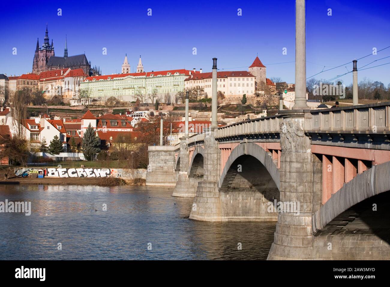 View of Prague castle and the Manes Bridge Stock Photo - Alamy