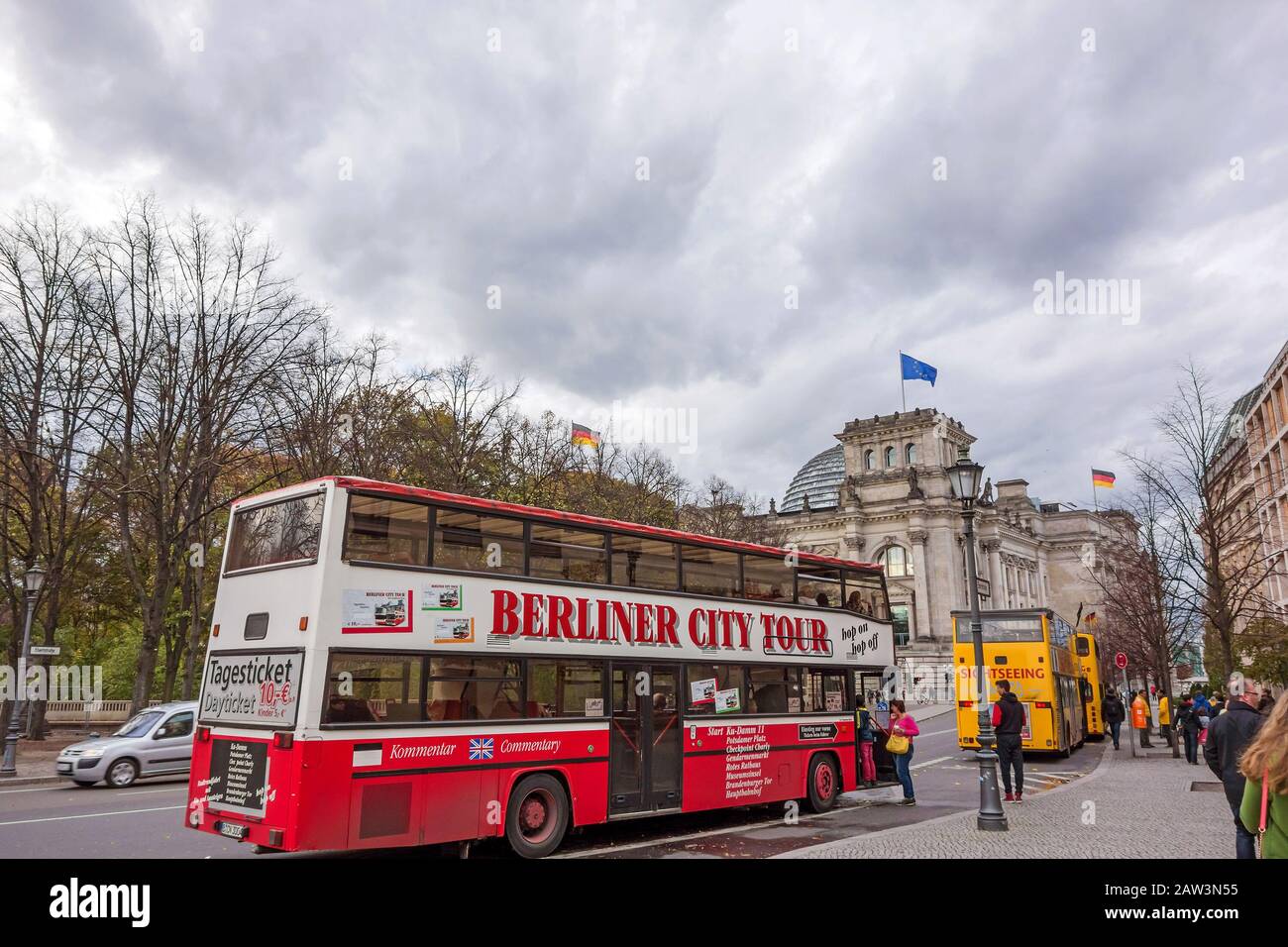 Berlin, Germany - October 28, 2013: Sightseeing buses in front of the ...