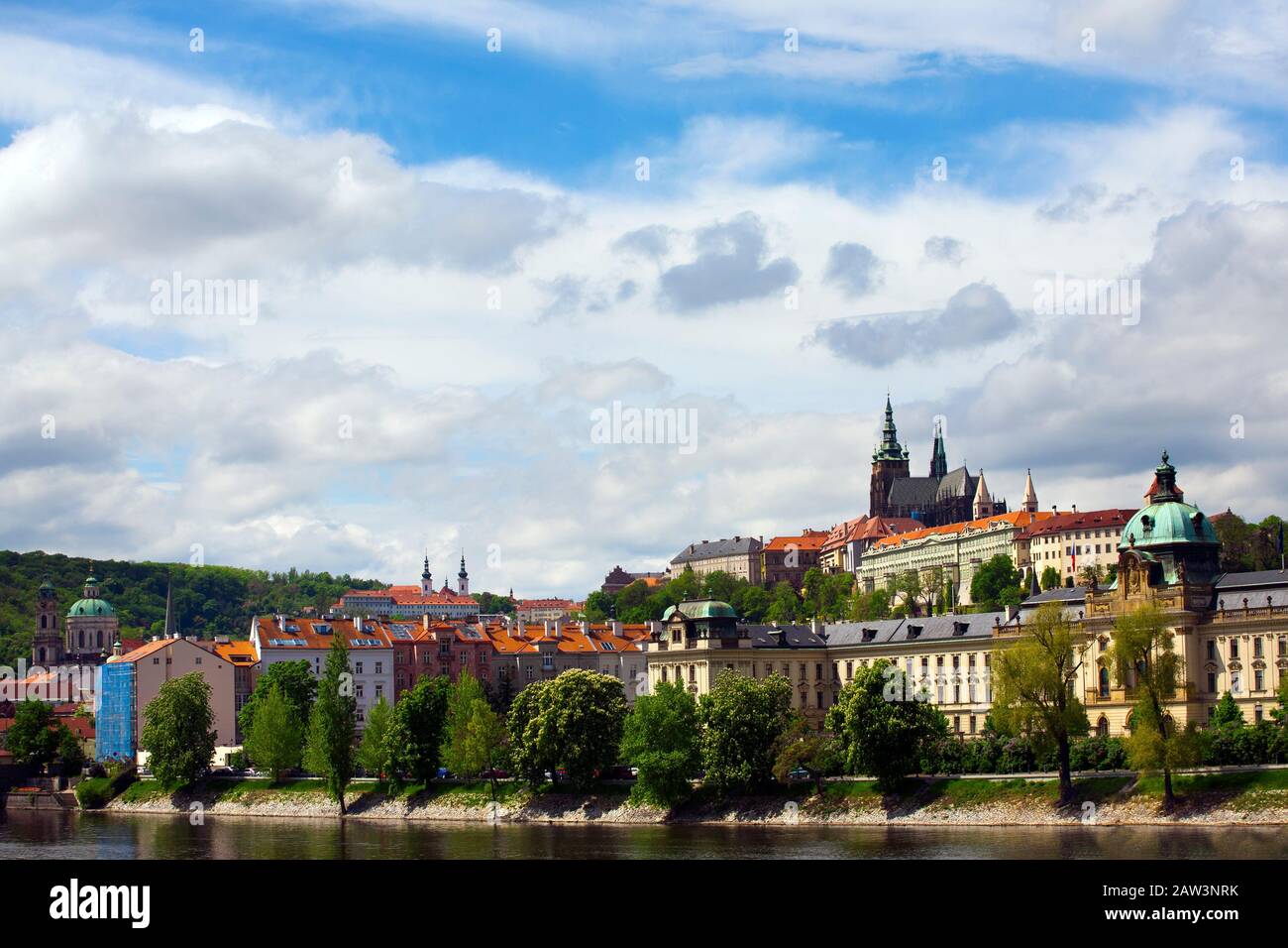 The building of Czech parliament and government with Prague castle in ...