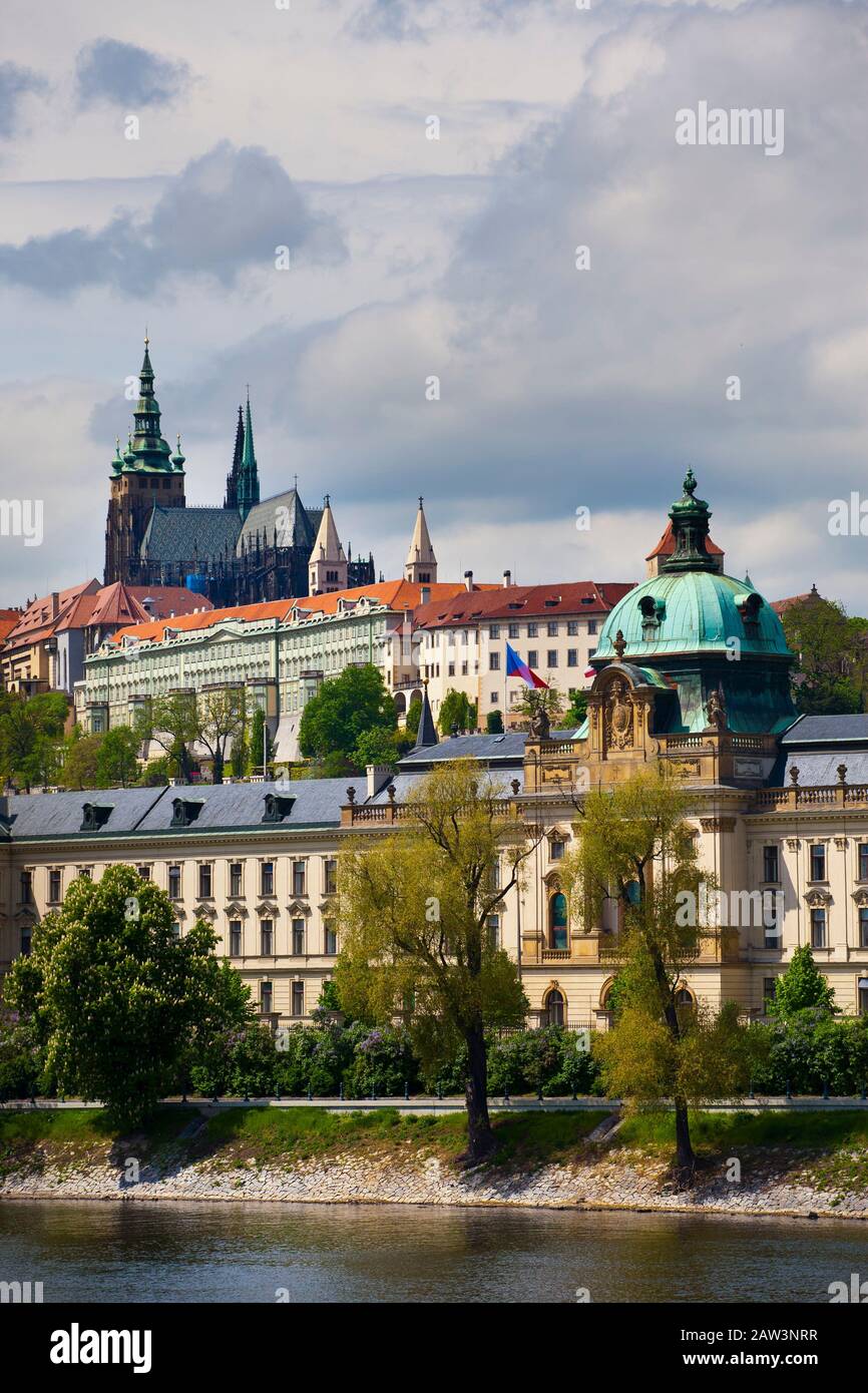 Spire and green dome building prague hi-res stock photography and ...