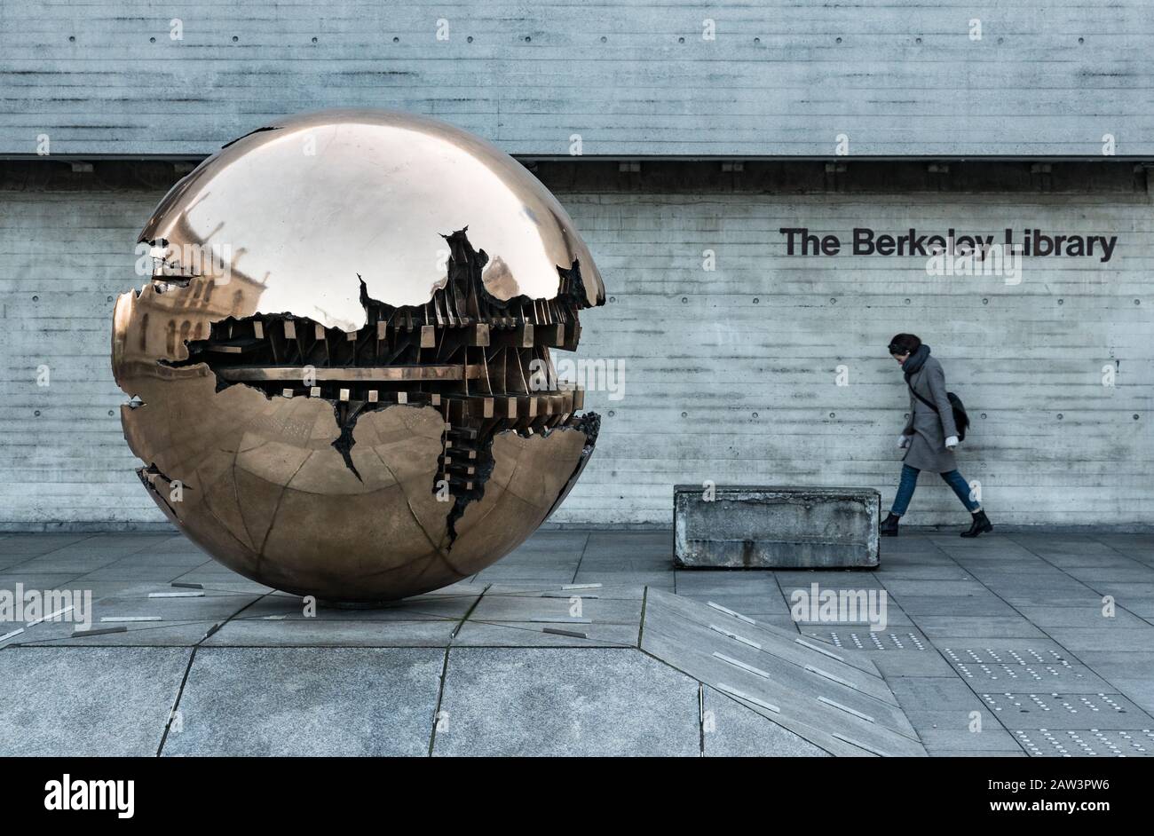 Dublin, Ireland - 29th January 2020: Student walking by the golden ...