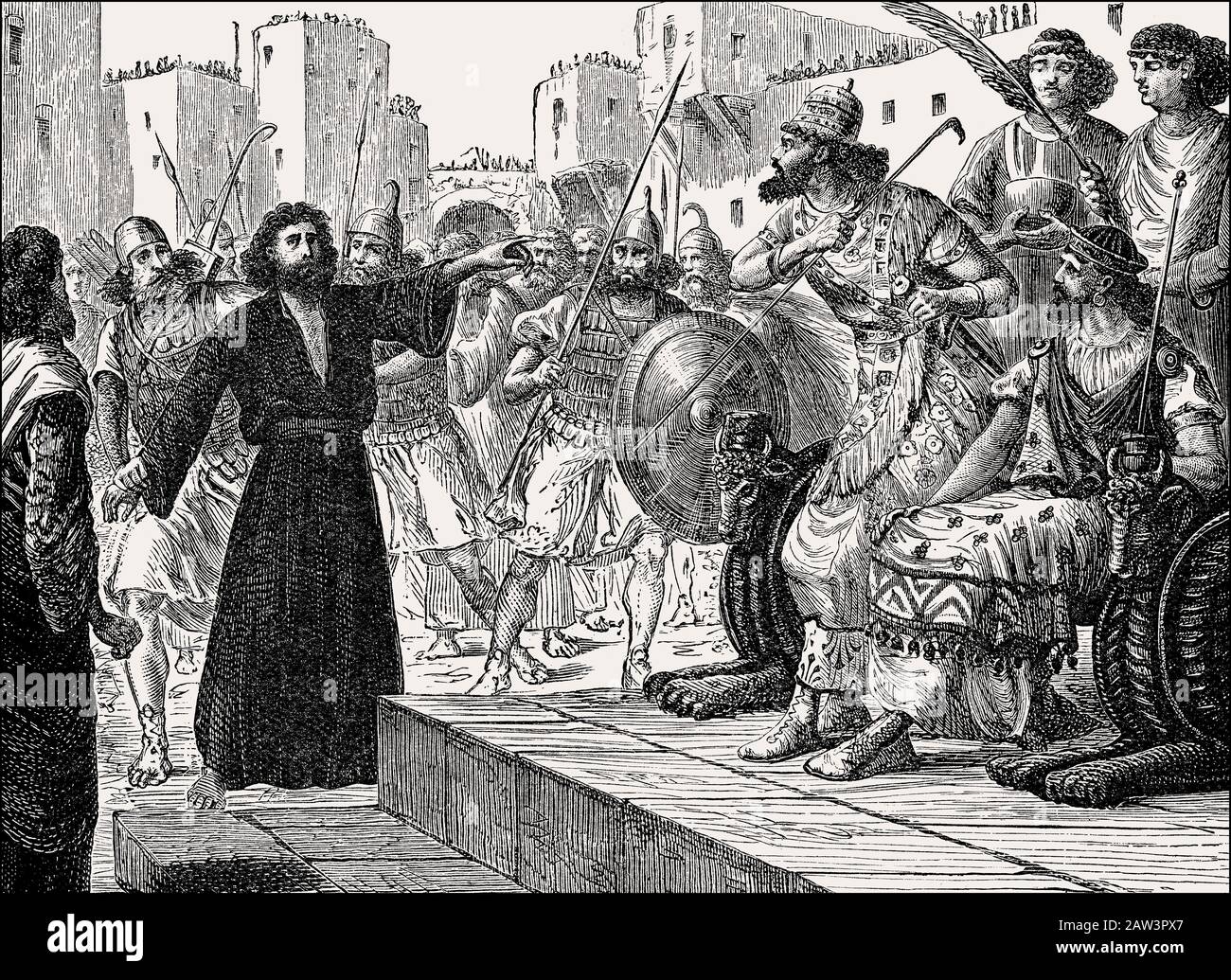 The prophet Micaiah's prophecy to Ahab, King of Israel Stock Photo - Alamy