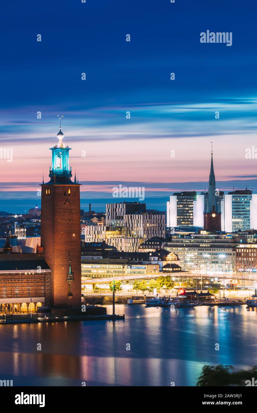 Stockholm, Sweden. Scenic Skyline View Of Famous Tower Of Stockholm ...