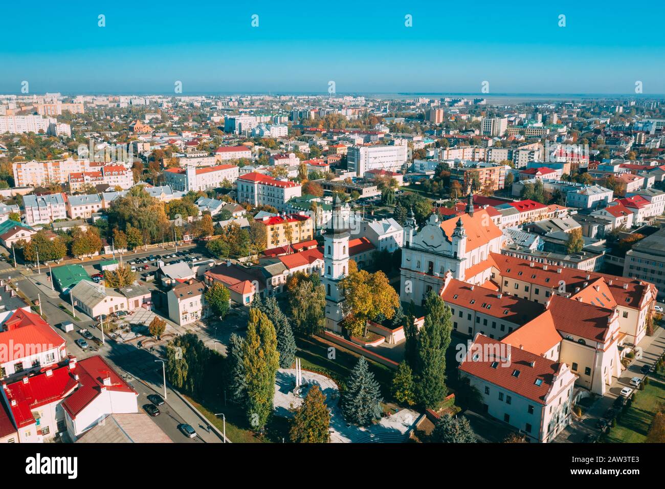 Pinsk, Brest Region, Belarus. Pinsk Cityscape Skyline In Autumn Morning ...