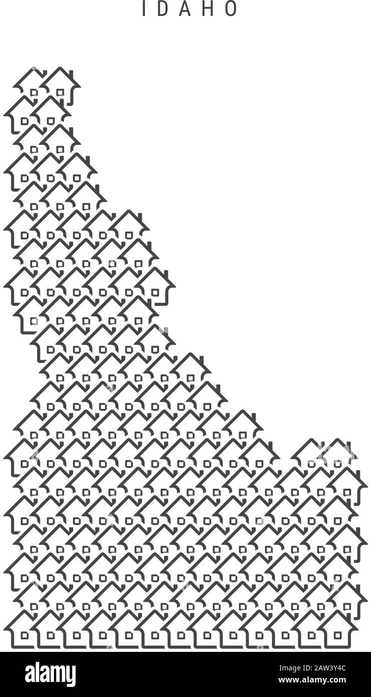 Idaho real estate property map. Icons of houses in the shape of a map ...