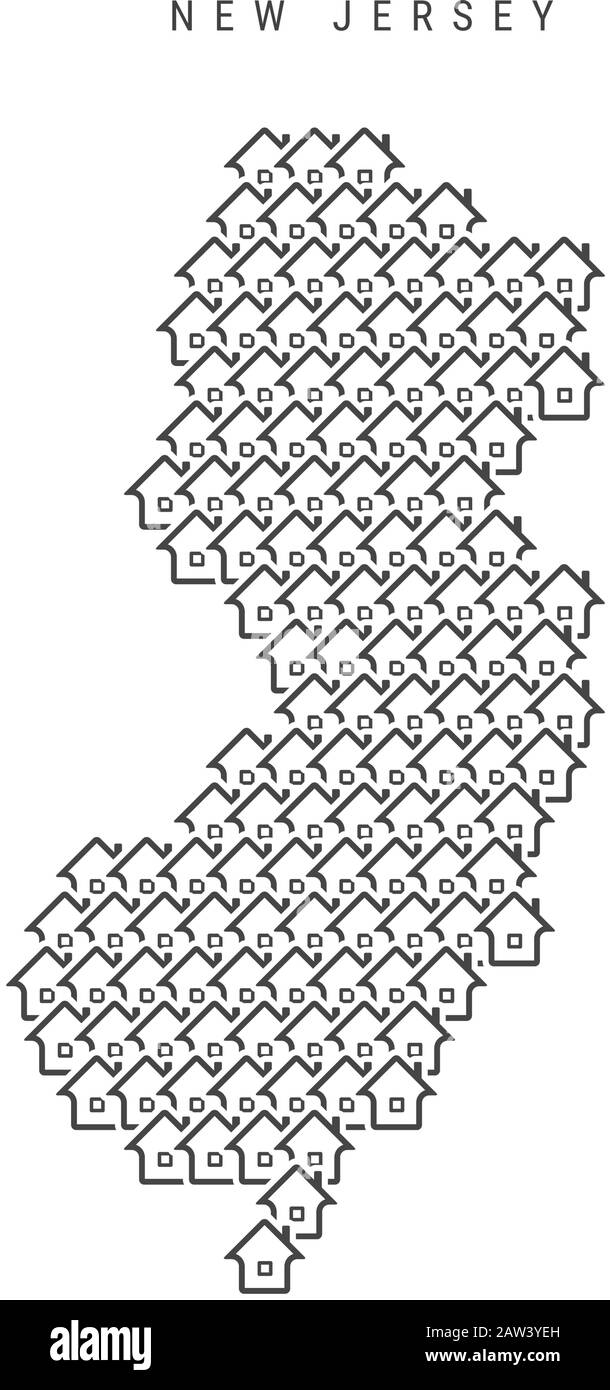 New Jersey real estate property map. Icons of houses in the shape of a ...