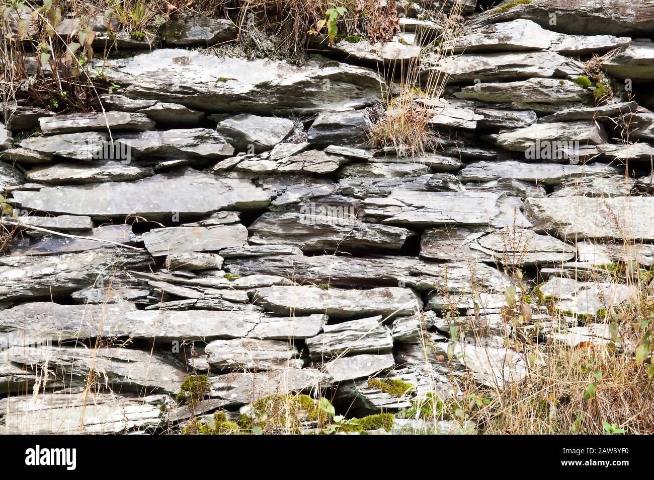 A close-up of a Welsh slate wall Stock Photo - Alamy