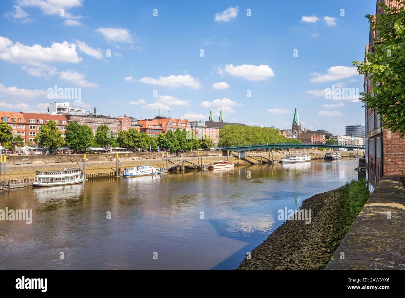 Bremen, Germany - June 6, 2014: Cityscape with church Sankt Martini on ...