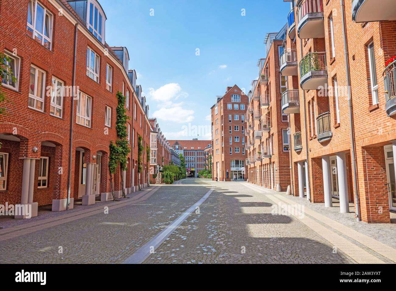 Brick buildings at Teerhof, Bremen, Germany - a peninsula between Weser ...