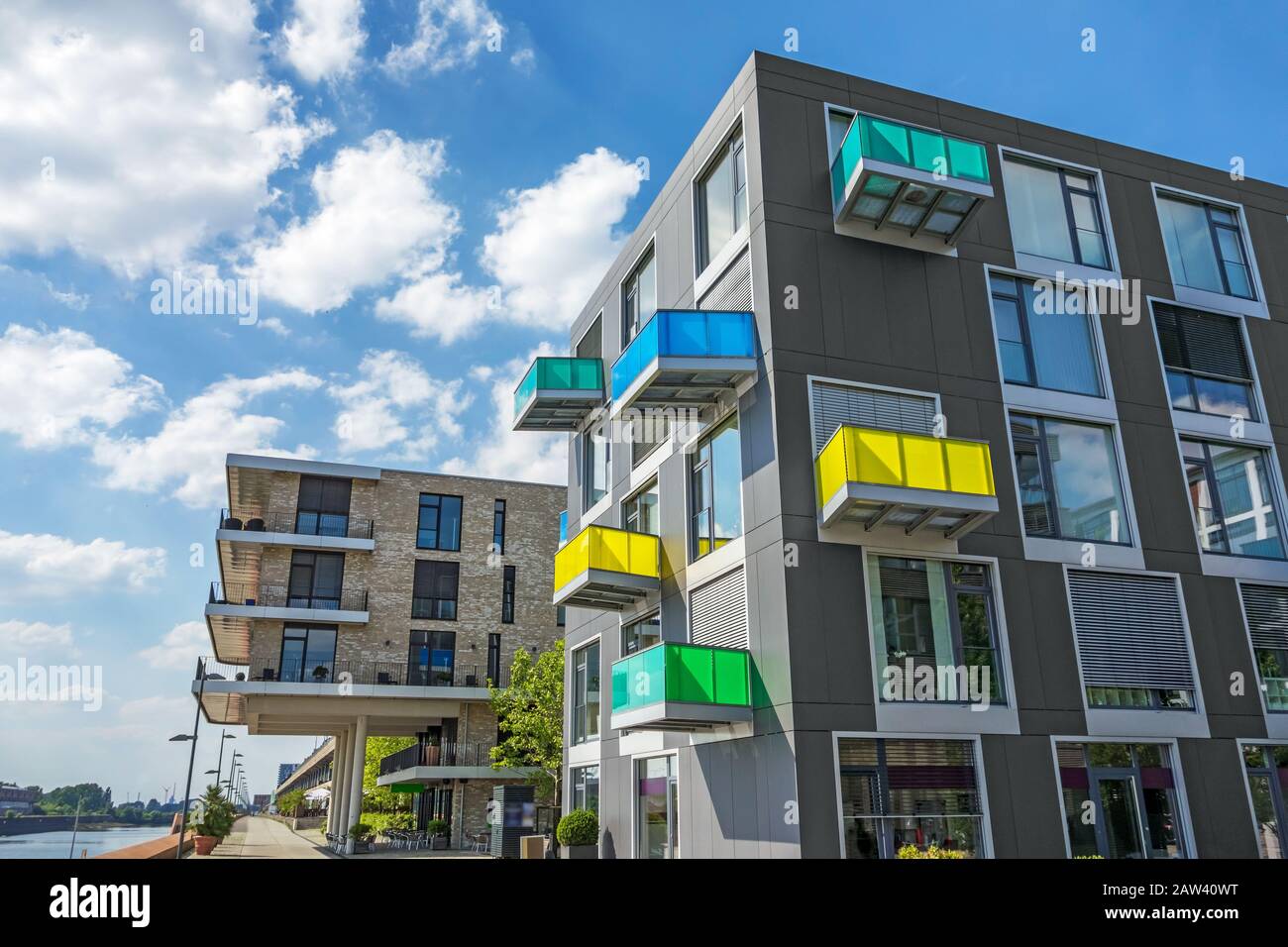 Luxury new apartment block with colorful balconies Stock Photo - Alamy