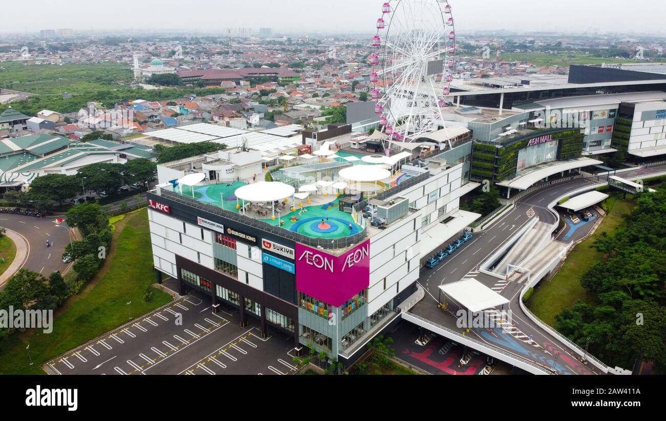 JAKARTA. INDONESIA - FEBRUARY 7 2020: AERIAL VIEW. AEON MALL Jakarta ...