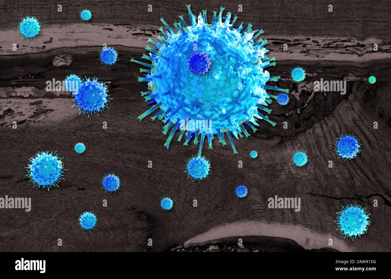 Virus infectious illustration that replicates living cells of an ...
