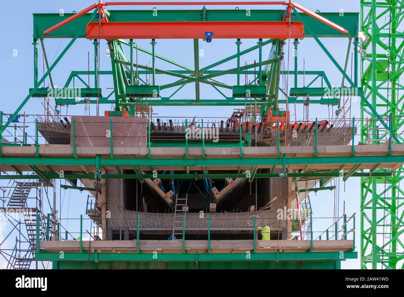 Early stages of bridge construction in Barnstaple, Devon, UK. You can ...