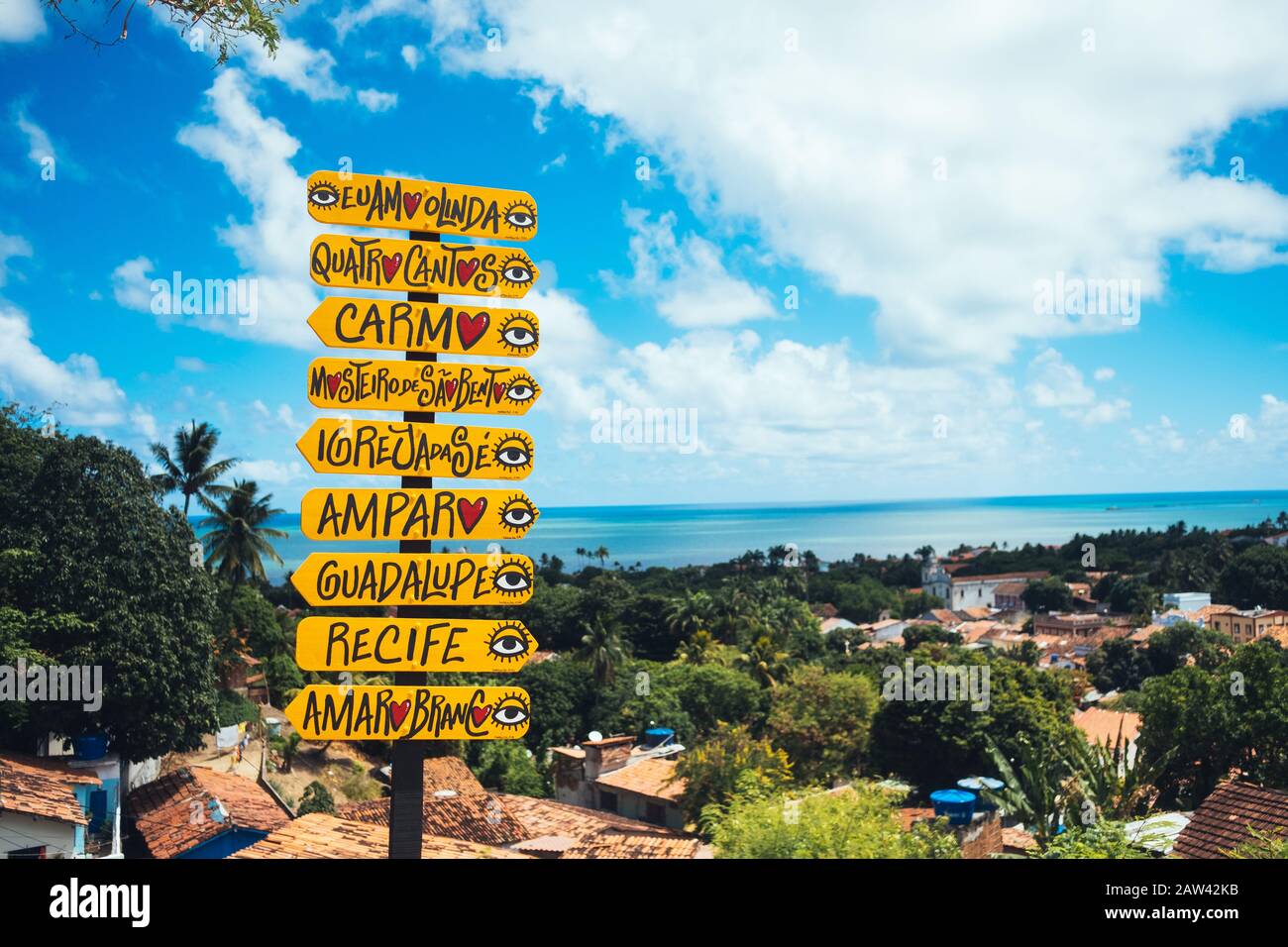 Colorful Signs in Olinda, showing different Carnival Attractions ...