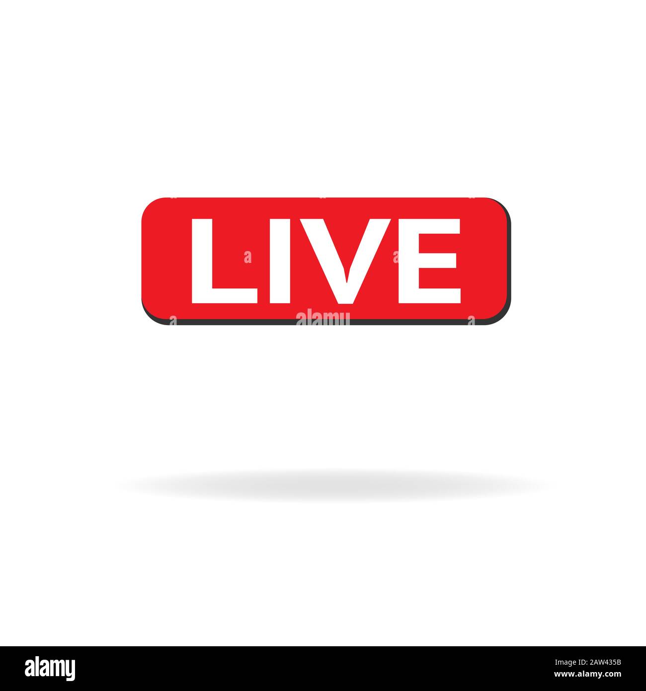 Red symbol button of live streaming, broadcasting, online stream. Lower ...
