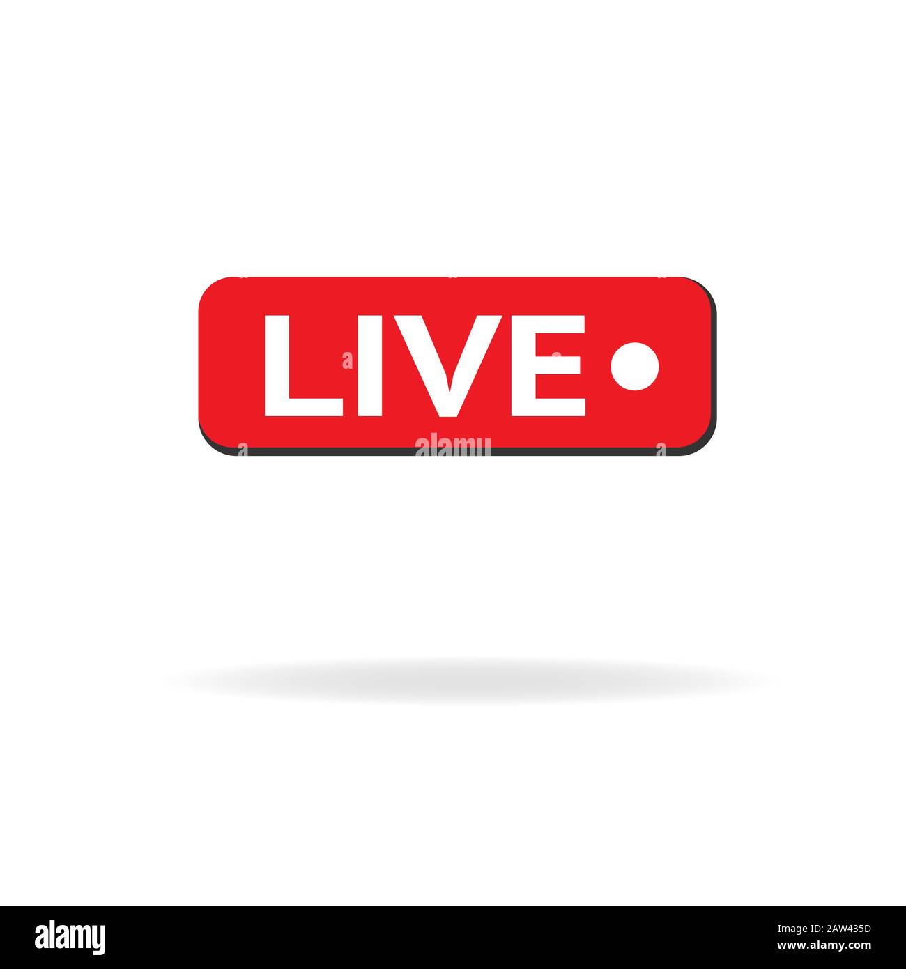 Red symbol button of live streaming, broadcasting, online stream. Lower ...