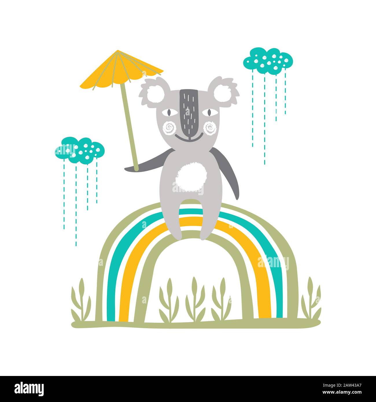 Cute cartoon koala on a rainbow print Stock Vector Image & Art - Alamy