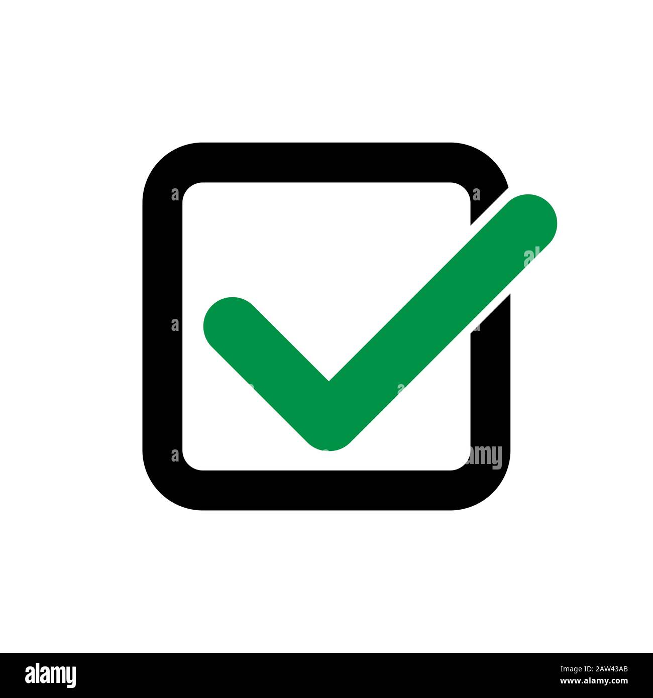 Check mark icon vector illustration. Linear symbol with thin outline ...