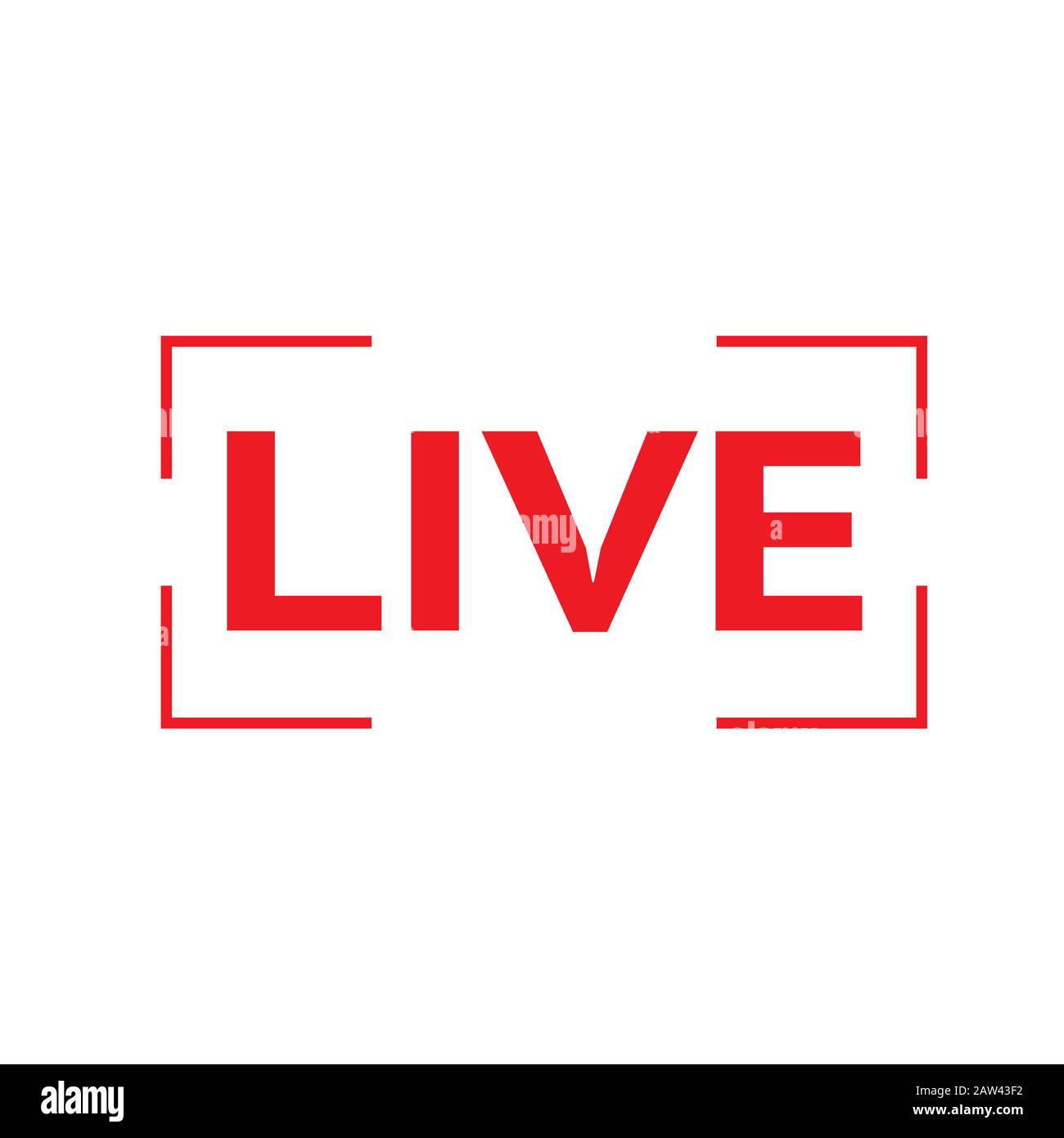 Red symbol button of live streaming, broadcasting, online stream. Lower ...