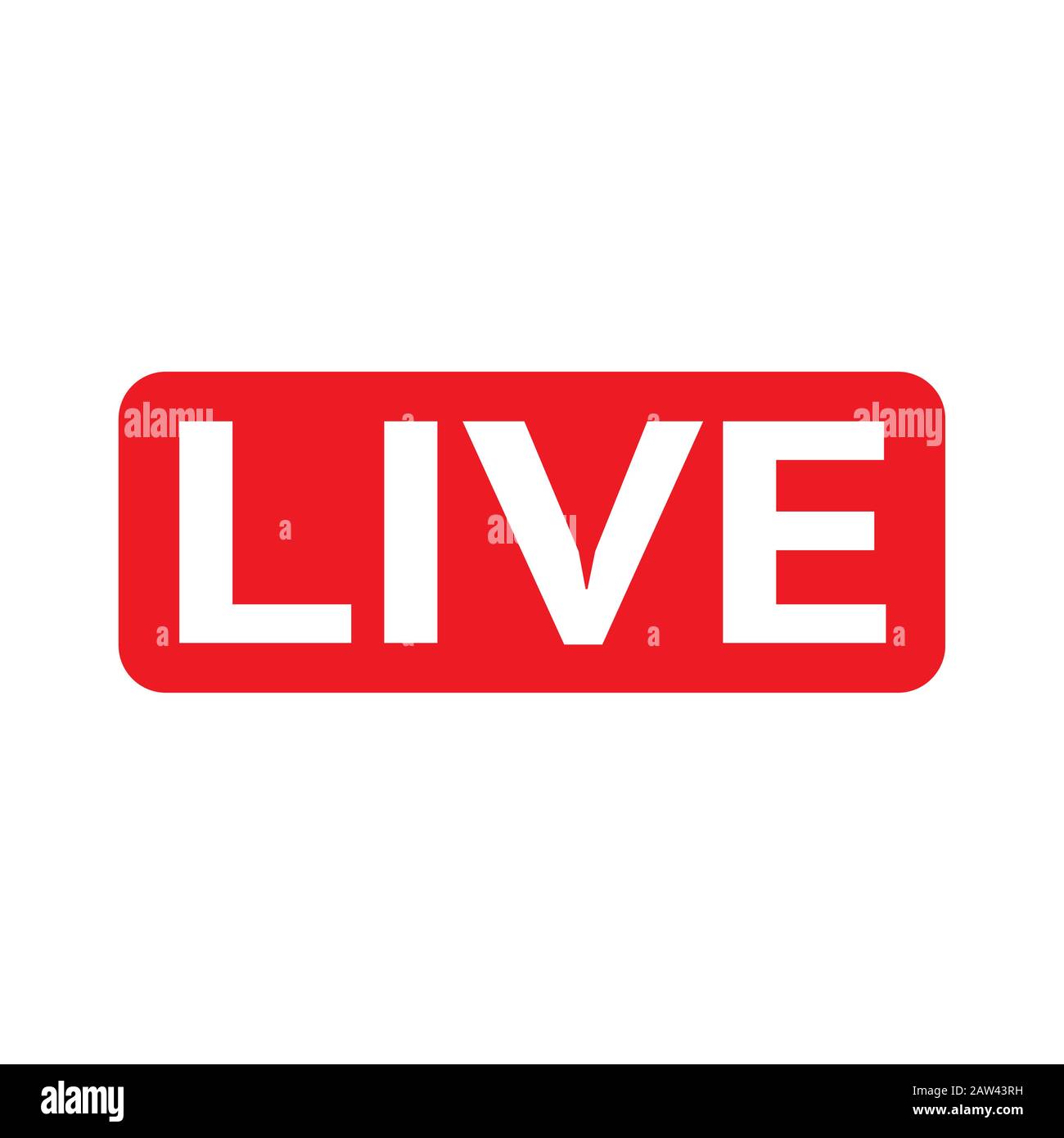 Red symbol button of live streaming, broadcasting, online stream. Lower ...