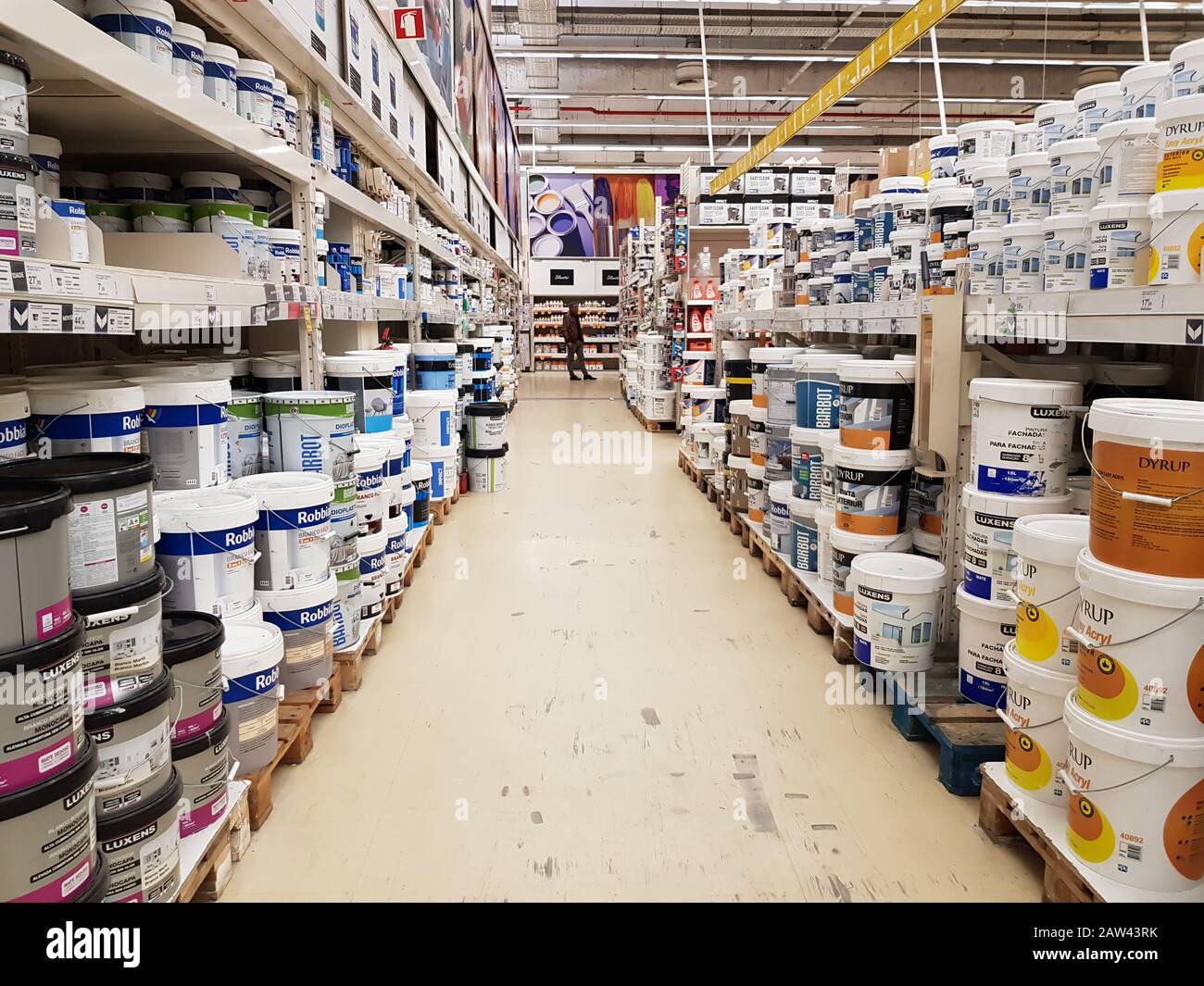 Lisbon, Portugal - CIRCA January 2020: Store aisle with varied choice ...