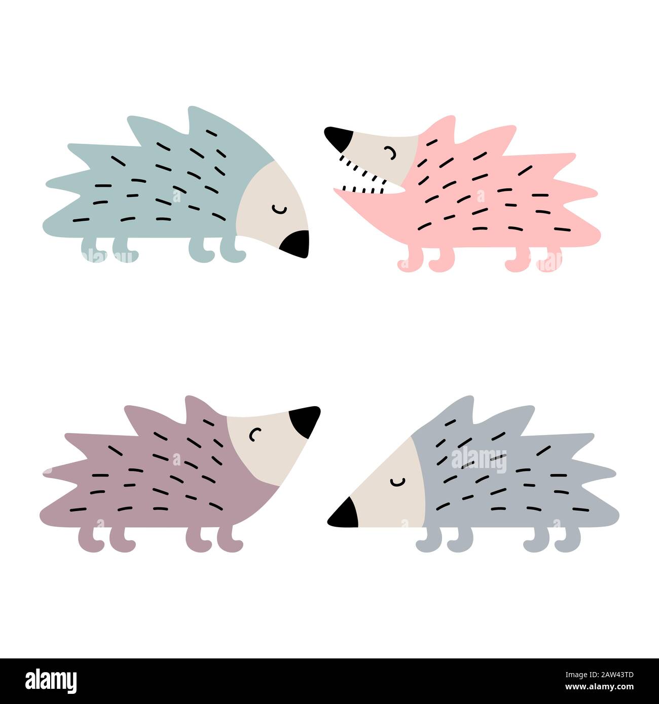 set of cute hedgehogs vector illustration set Stock Vector Image & Art ...