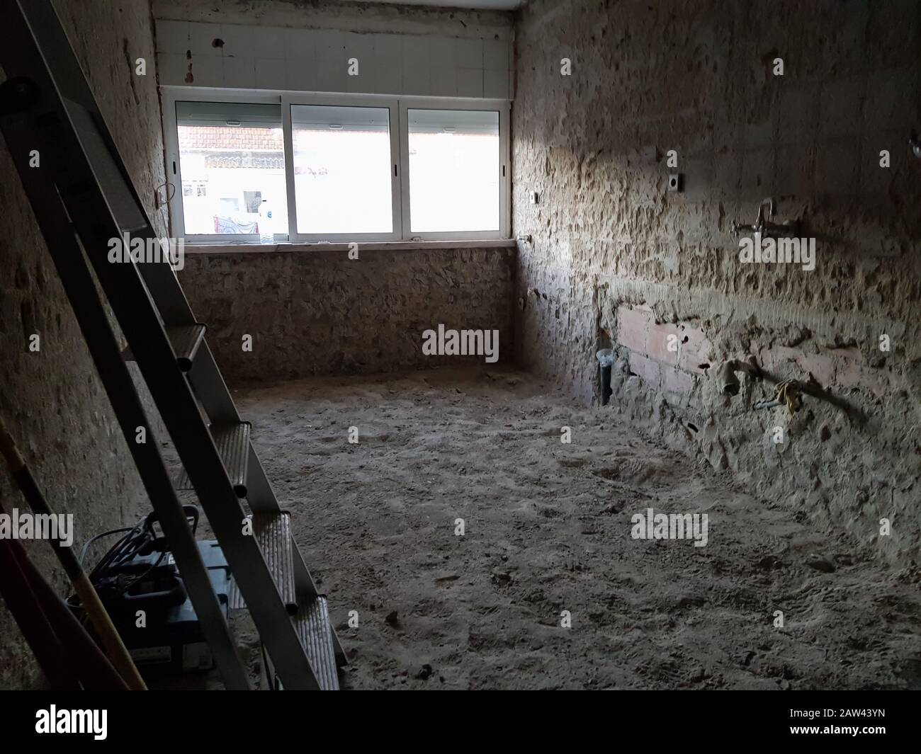 Destroyed kitchen ready for construction/renovation Stock Photo - Alamy