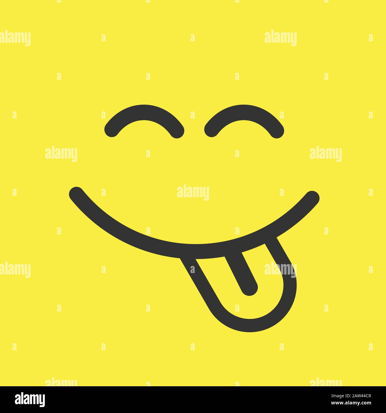 Simple smile with tongue vector icon. Hand drawn face doodle ill ...