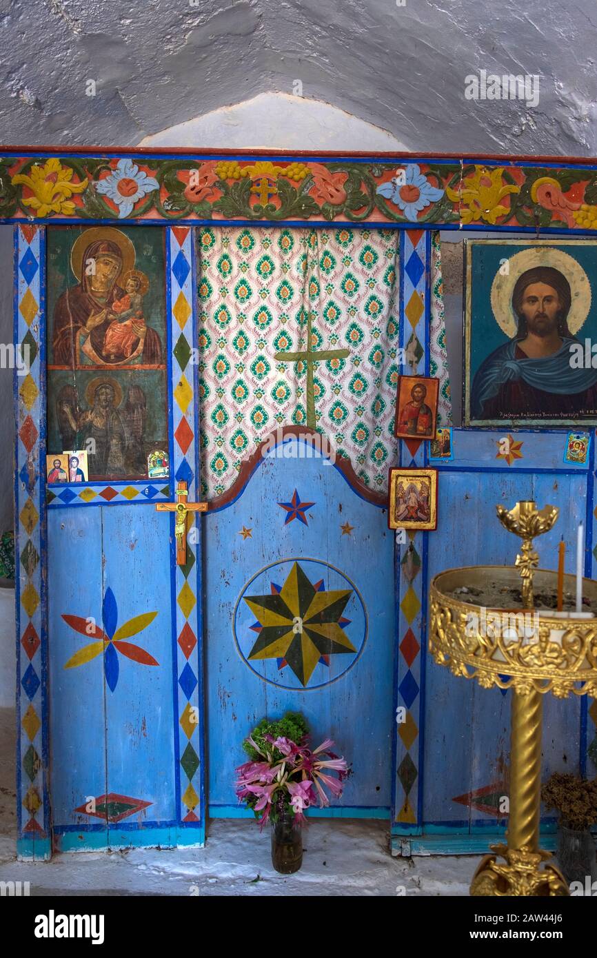 Greek iconostasis, Amorgos island. Greece Stock Photo - Alamy