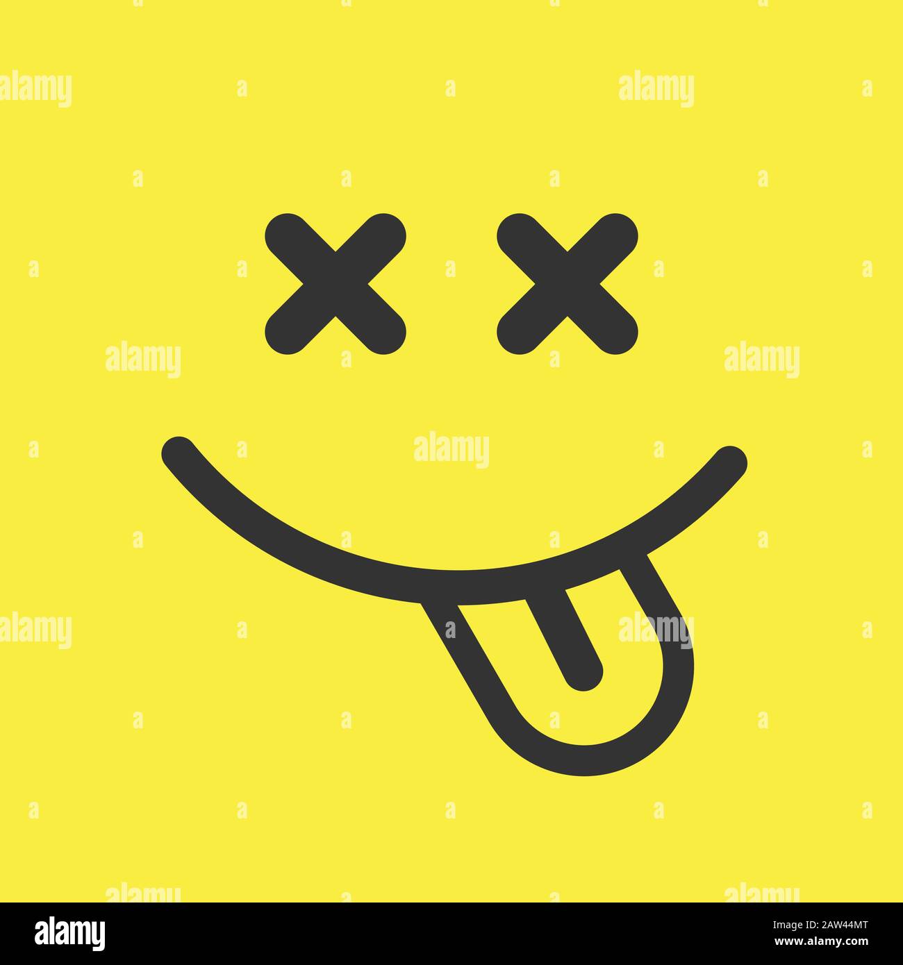 Simple smile with tongue vector icon. Hand drawn face doodle ill ...