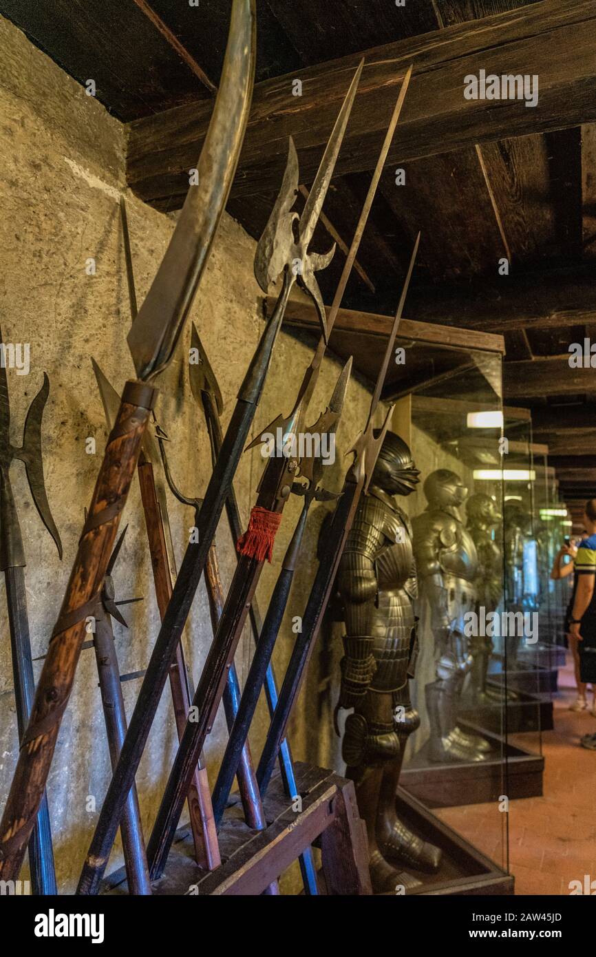 Armor exposition Castle district street of Prague in Czech Republic ...